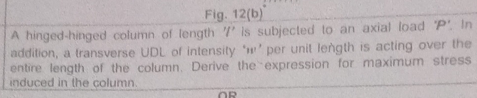 Solved Fig. 12(b)A hinged-hinged column of length ' V ' ﻿is | Chegg.com