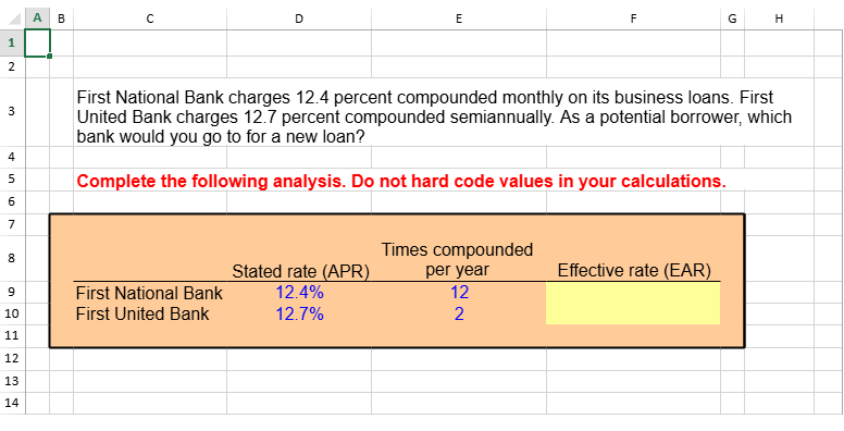 Solved Calculate with Excel for EAR for First National Bank | Chegg.com