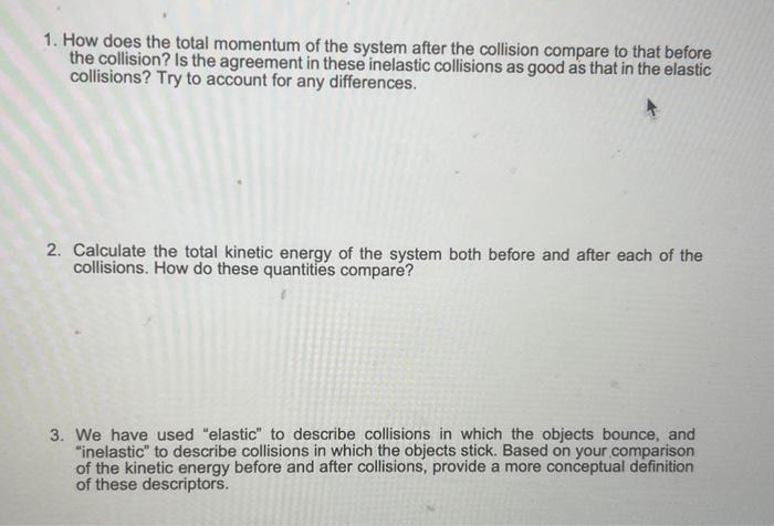 Part 2 Inelastic collisions Use the tables below to | Chegg.com