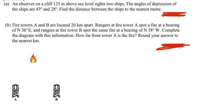 Solved (a) An observer on a cliff 125 m above sea level | Chegg.com