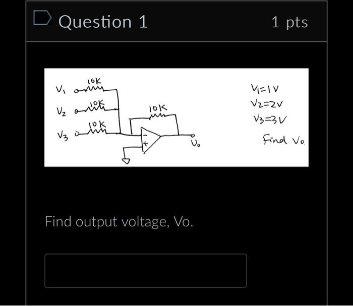 Solved V3=3 V Find Find output voltage, Vo. | Chegg.com