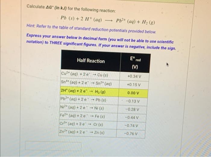 Solved Calculate The Standard Cell Potential Ecell In V