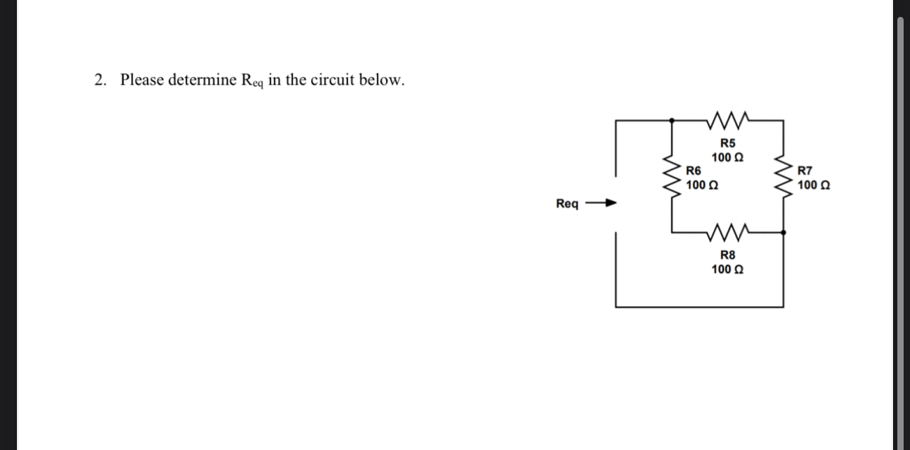 Solved Please determine Req ﻿in the circuit below. | Chegg.com