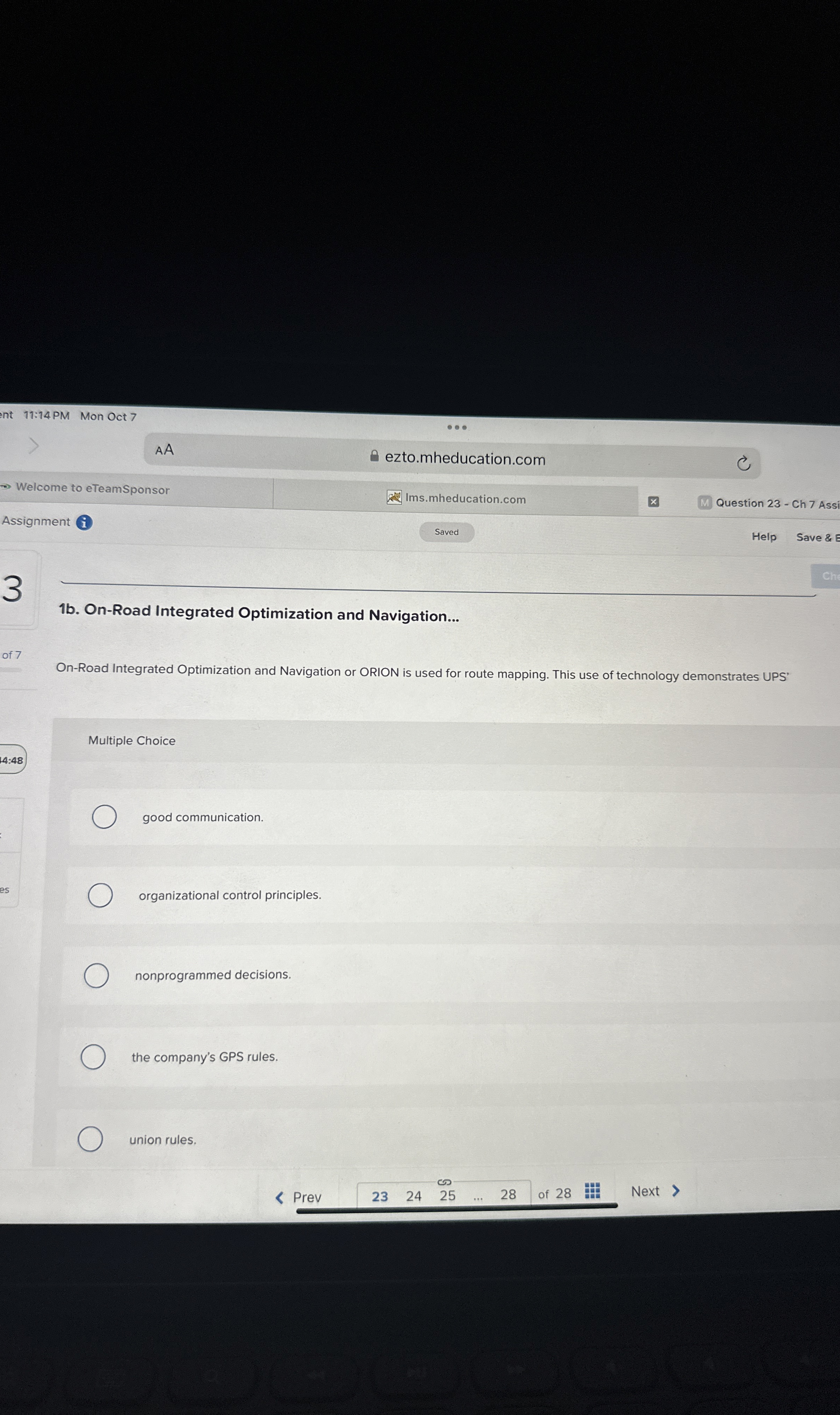 Solved 1b. ﻿On-Road Integrated Optimization and | Chegg.com