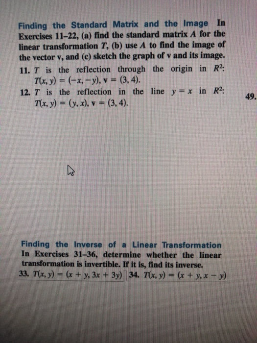 Solved Finding the Standard Matrix and the Image In | Chegg.com