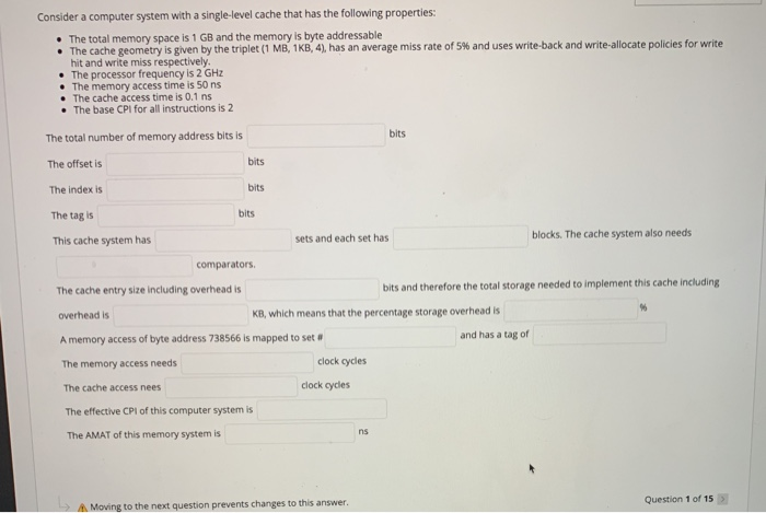 Solved Consider a computer system with a single-level cache | Chegg.com