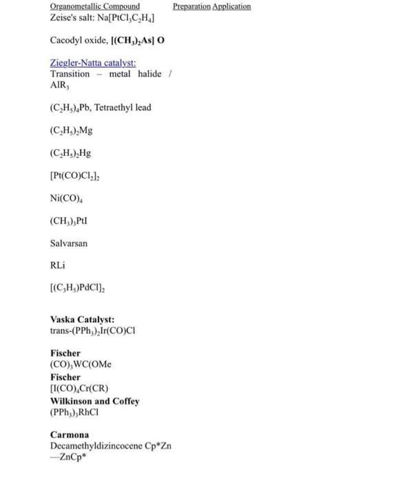 Solved Organometallic Compound Zeise's salt: Na[PCI,CH] | Chegg.com