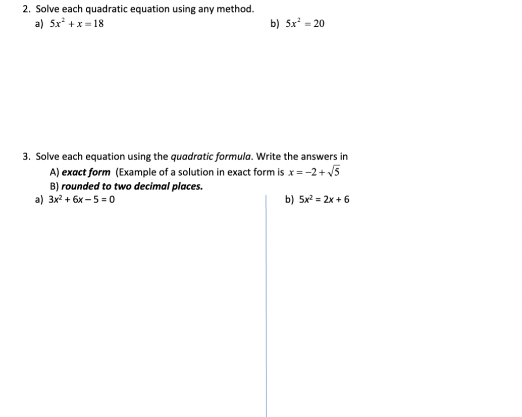 Solved Solve each quadratic equation using any | Chegg.com