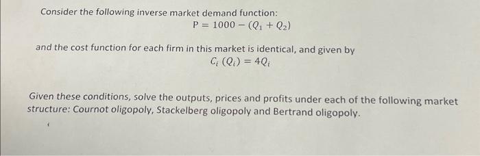 Solved Consider the following inverse market demand | Chegg.com