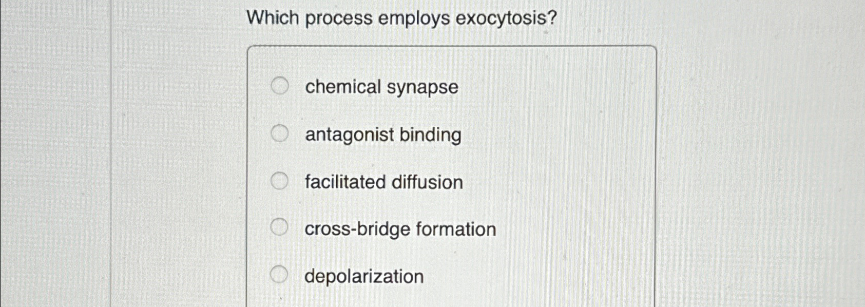 Solved Which process employs exocytosis?chemical | Chegg.com