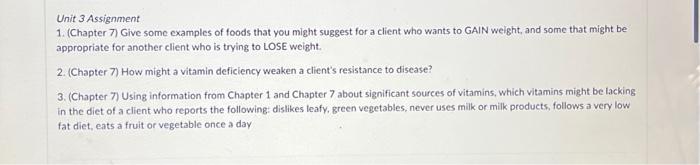 Solved Unit 3 Assignment 1. (Chapter 7 ) Give some examples | Chegg.com