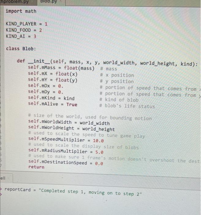 Solved Exercise: Blob getSpeed Method Description For this | Chegg.com