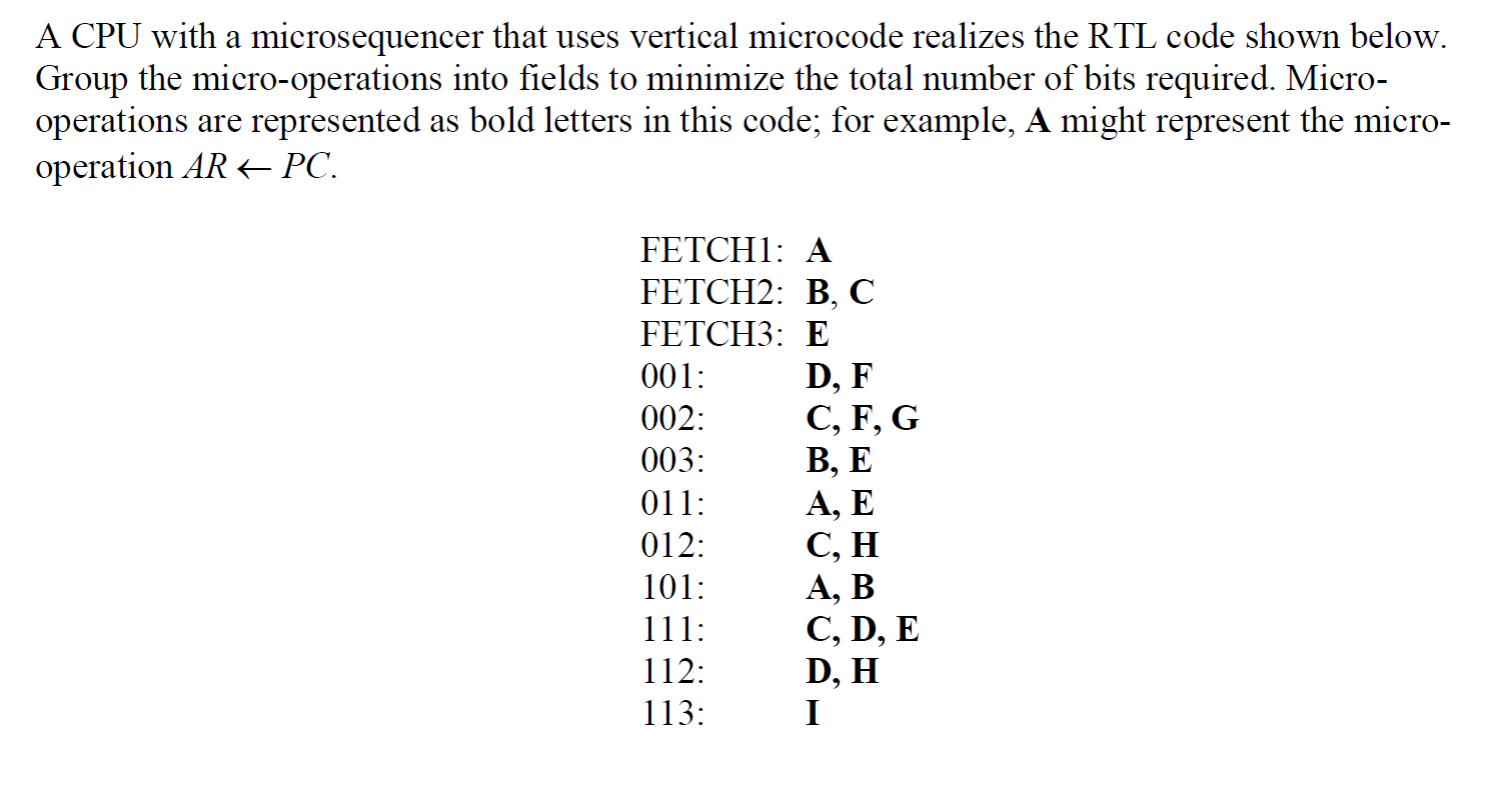Solved A CPU with a microsequencer that uses vertical | Chegg.com