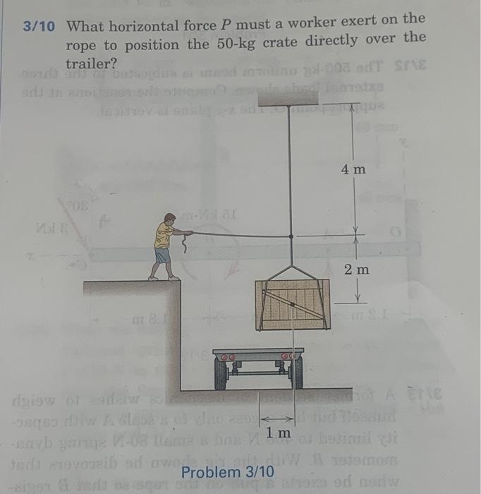 Solved 3/10 What horizontal force \\( P \\) must a worker | Chegg.com