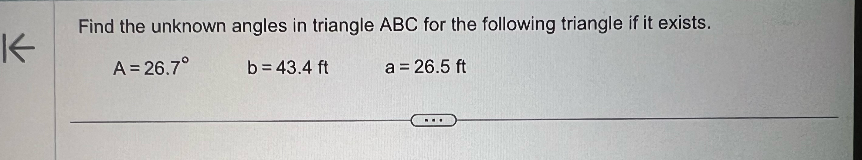 Solved Find the unknown angles in triangle ABC for the | Chegg.com
