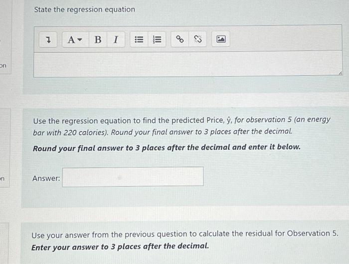Solved Lab 61 Pant 2 OstpuitState the regression equation | Chegg.com