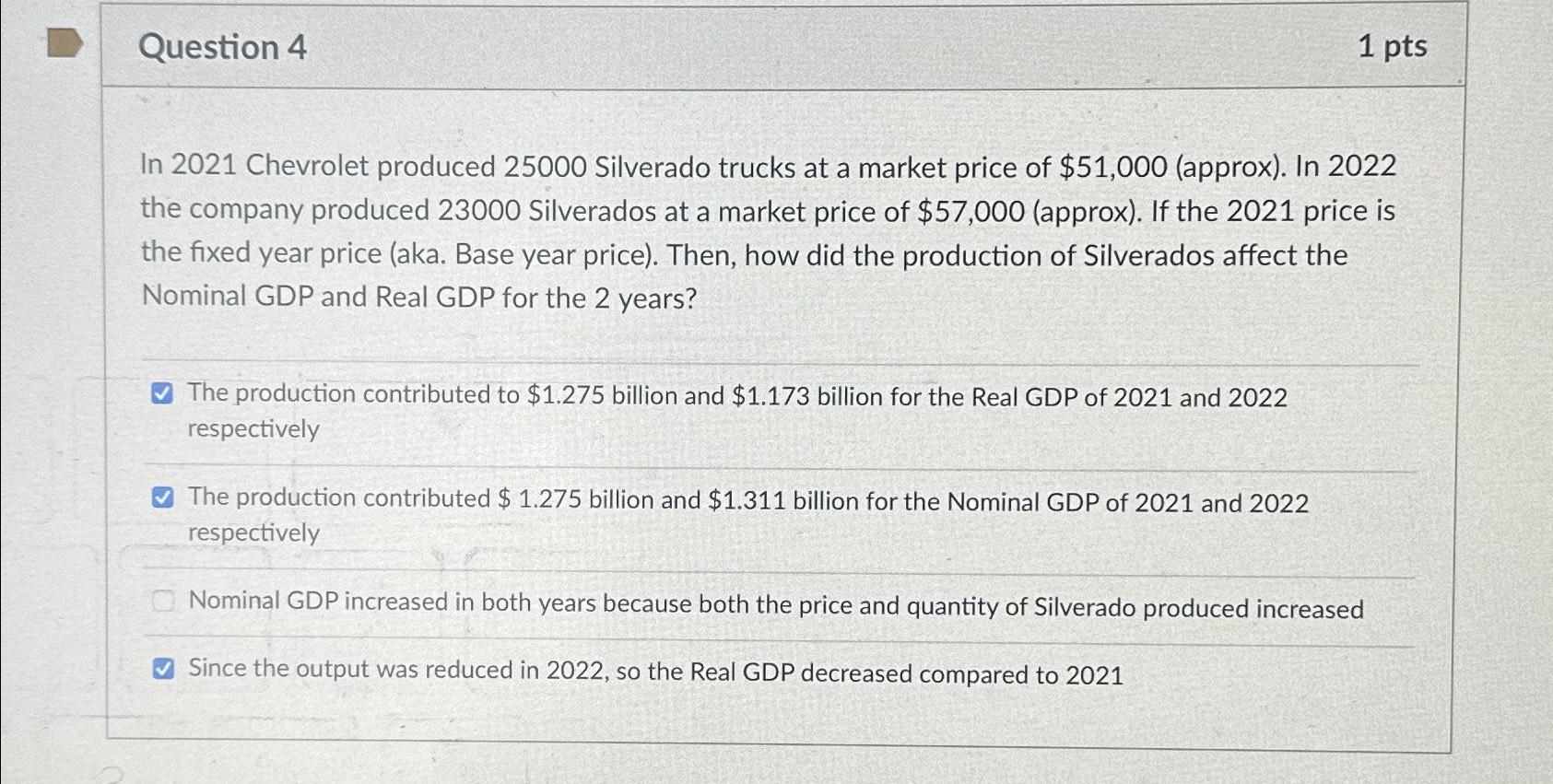Solved Question 41 ﻿ptsIn 2021 ﻿Chevrolet produced 25000 | Chegg.com