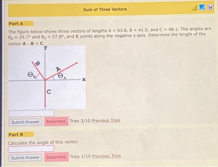 Solved Part A The figure below shows three vectors of | Chegg.com