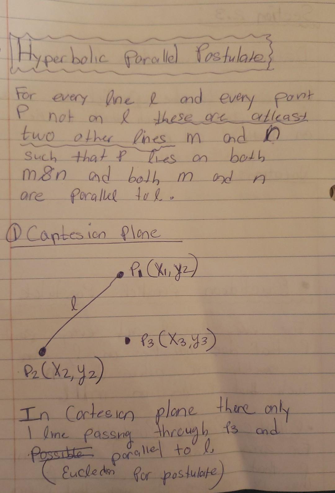 hyperbolic,eliptic,euclidean all paralell | Chegg.com