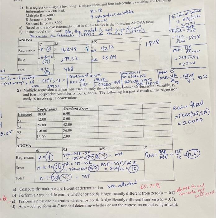 Solved are anova table values and conclusion re significance | Chegg.com