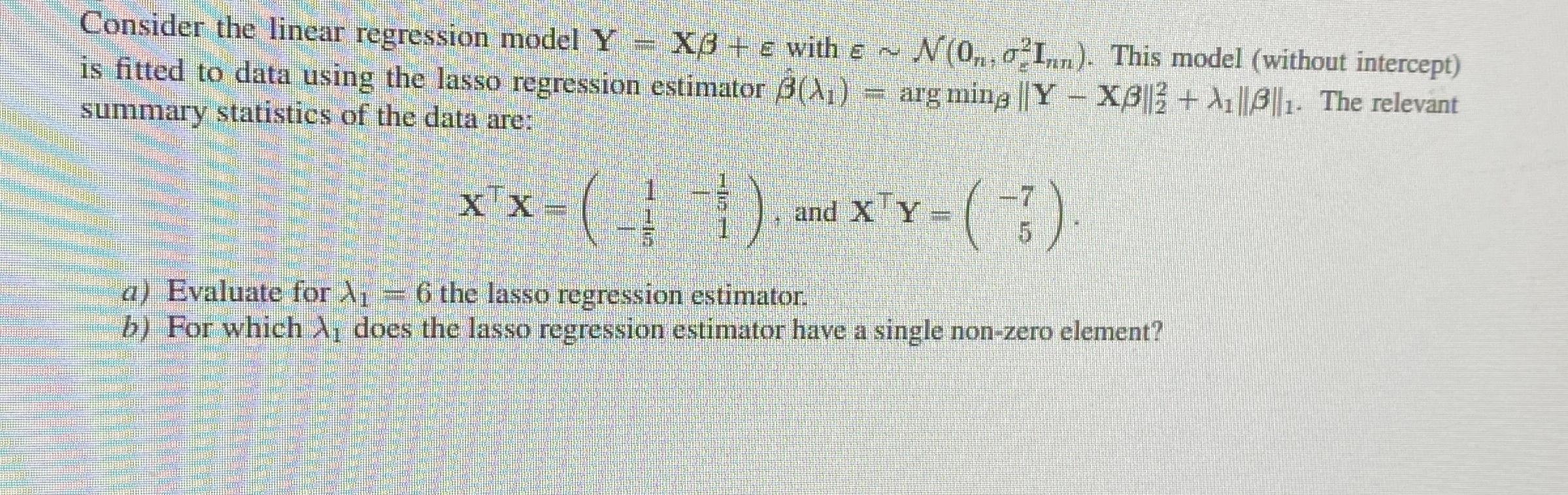 Solved Consider the linear regression model Y=xβ+ε ﻿with | Chegg.com