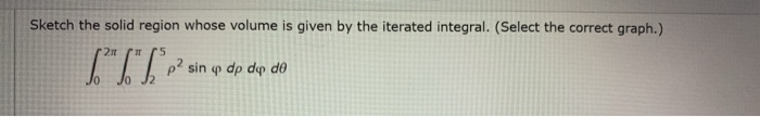 Solved Sketch the solid region whose volume is given by the | Chegg.com