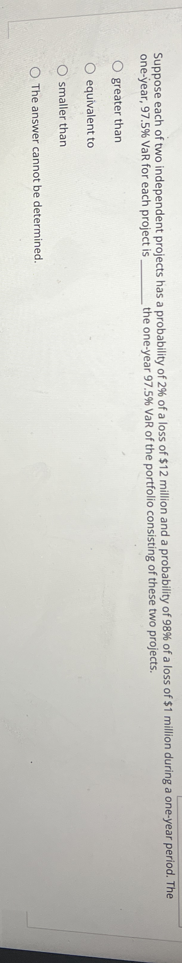 Solved Suppose each of two independent projects has a | Chegg.com