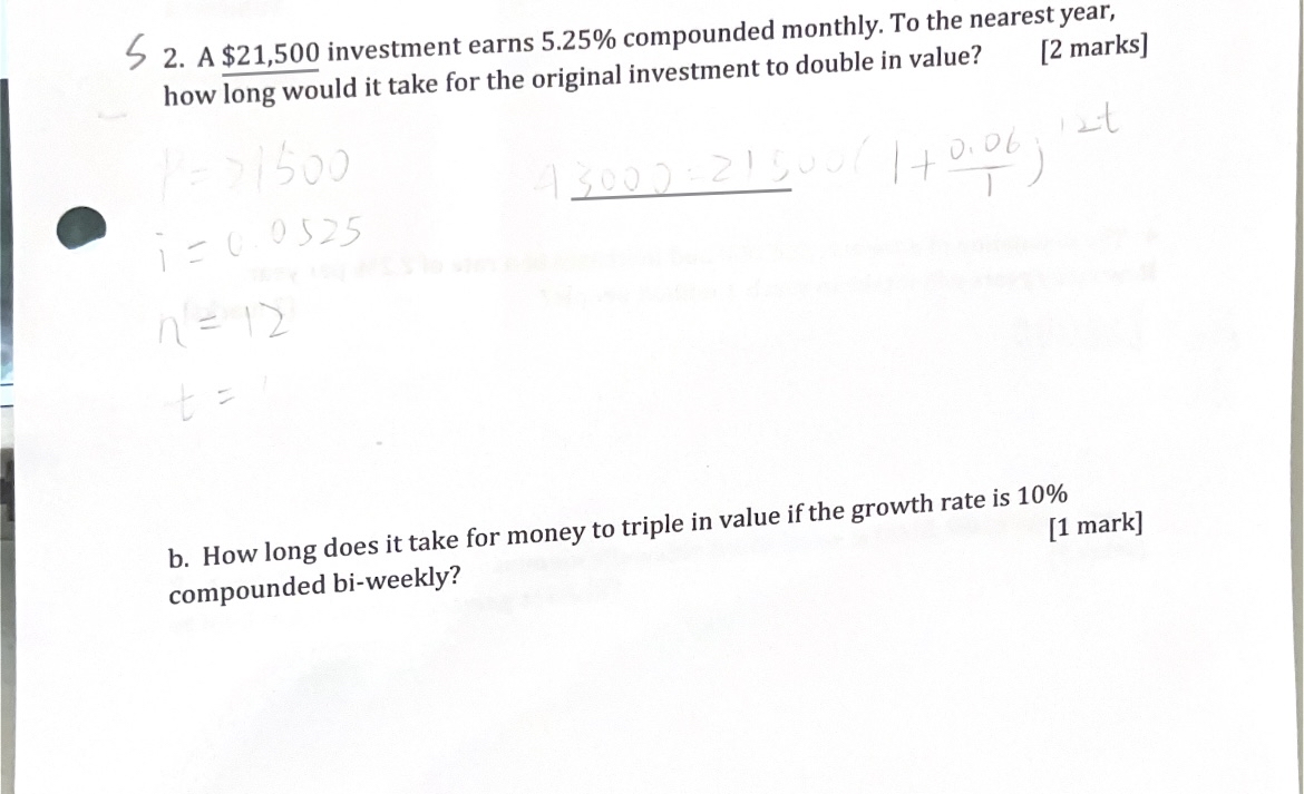 Solved A $21,500 ﻿investment earns 5.25% ﻿compounded | Chegg.com