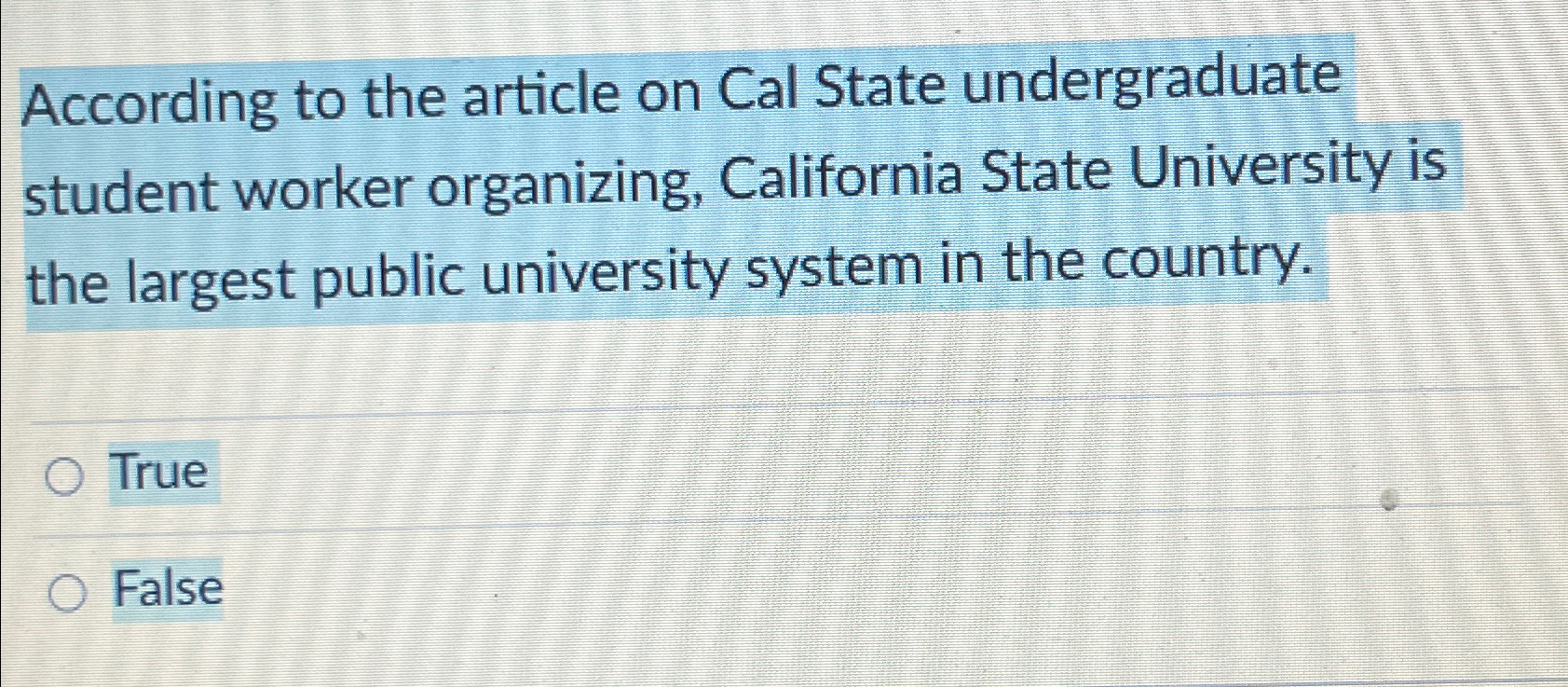 Solved According to the article on Cal State undergraduate | Chegg.com