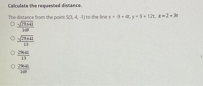 Solved Calculate the requested distance. The distance from | Chegg.com