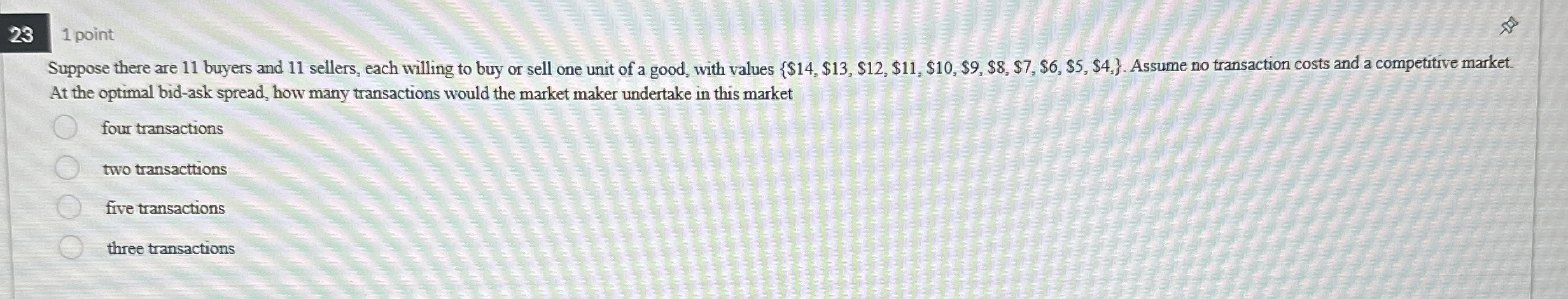 Solved 231 ﻿pointSuppose there are 11 ﻿buyers and 11 | Chegg.com