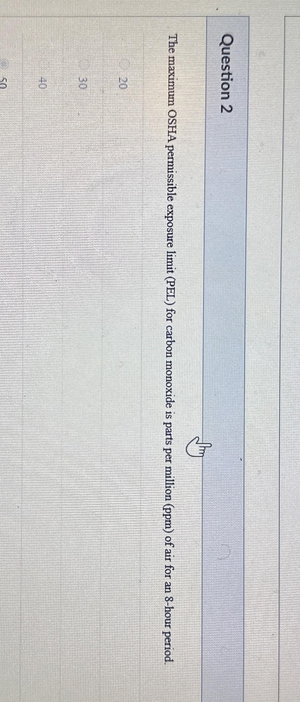 Solved Question 2fhyThe maximum OSHA permissible exposure | Chegg.com