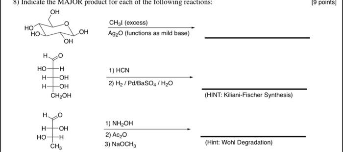 Solved 8) Indicate the MAJUR product for each of the | Chegg.com