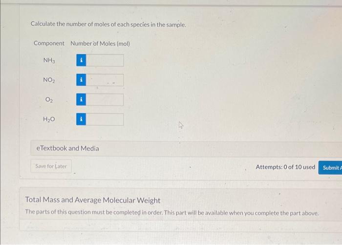 Solved Consider a 75.0 mol sample of gas consisting of the | Chegg.com