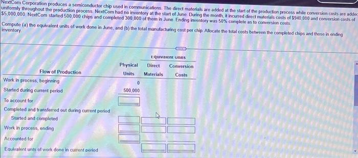 Solved Nexicom Corporation produces a semiconductot chip | Chegg.com