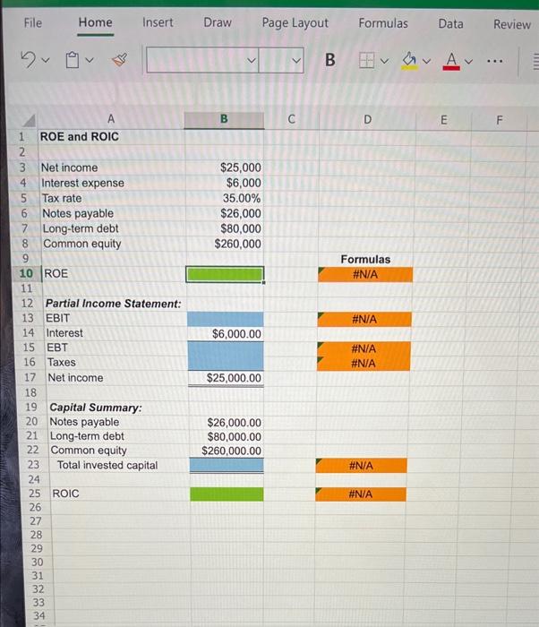 Solved Excel Online Structured Activity: ROE and ROIC Baker | Chegg.com