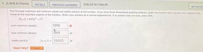 Solved 2. [5.56/8,33 Points) DETAILS PREVIOUS ANSWERS SCALCI | Chegg.com