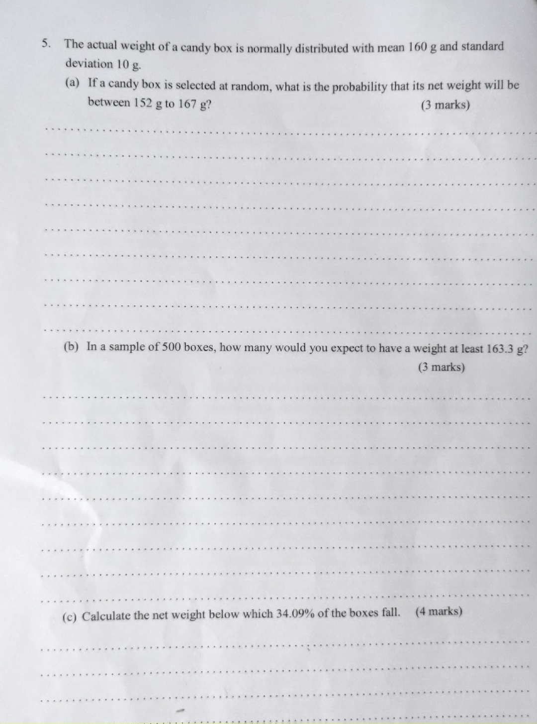 Solved The actual weight of a candy box is normally | Chegg.com