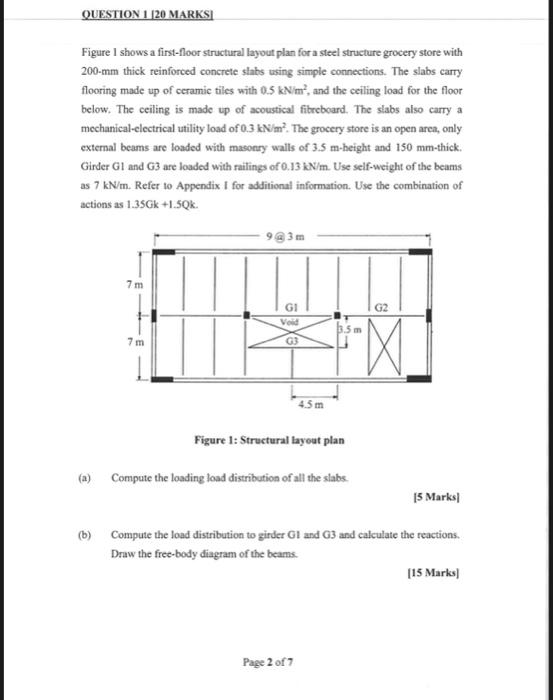 Solved Figure 1 shows a first-floor structural layout plan | Chegg.com