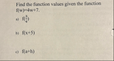 Find the function values given the function | Chegg.com