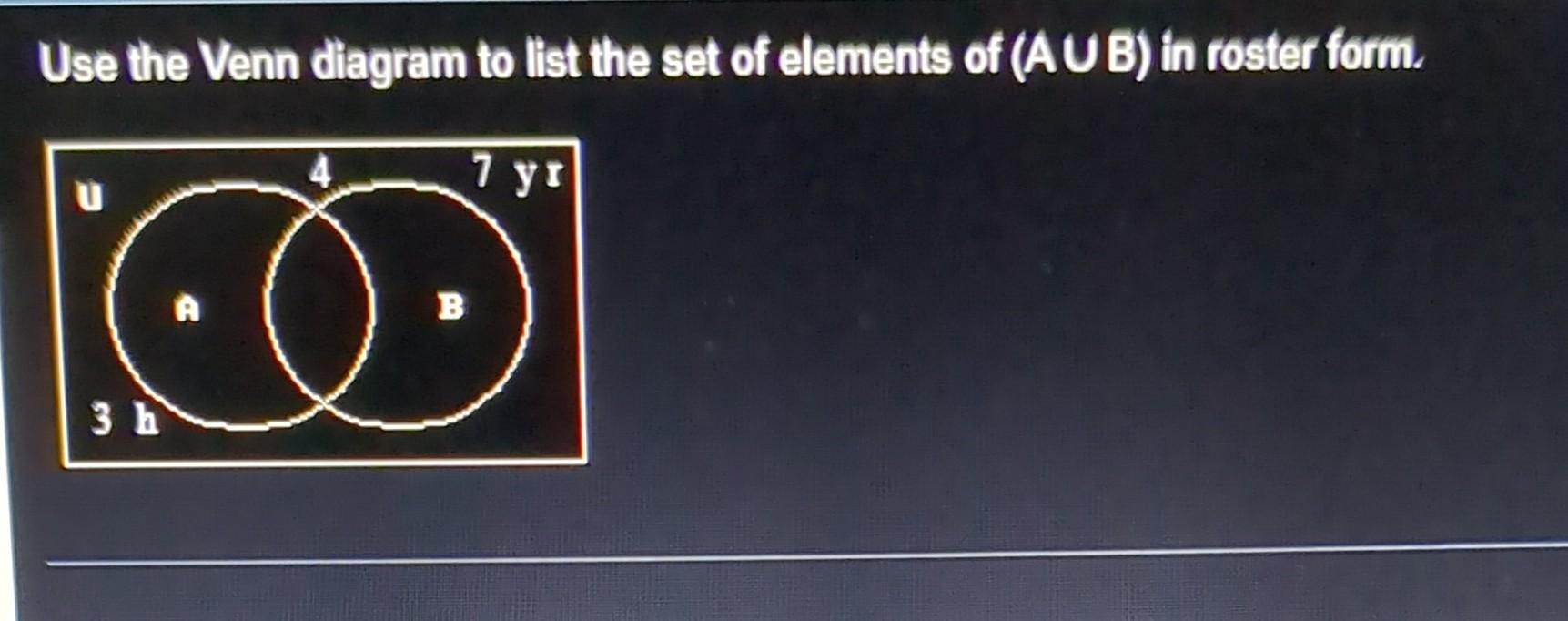 Solved Use the Venn diagram shown to list the set B′ in | Chegg.com