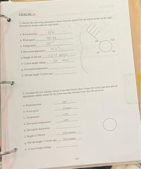 Solved EXERCISE A: 1. Decode the following information below | Chegg.com