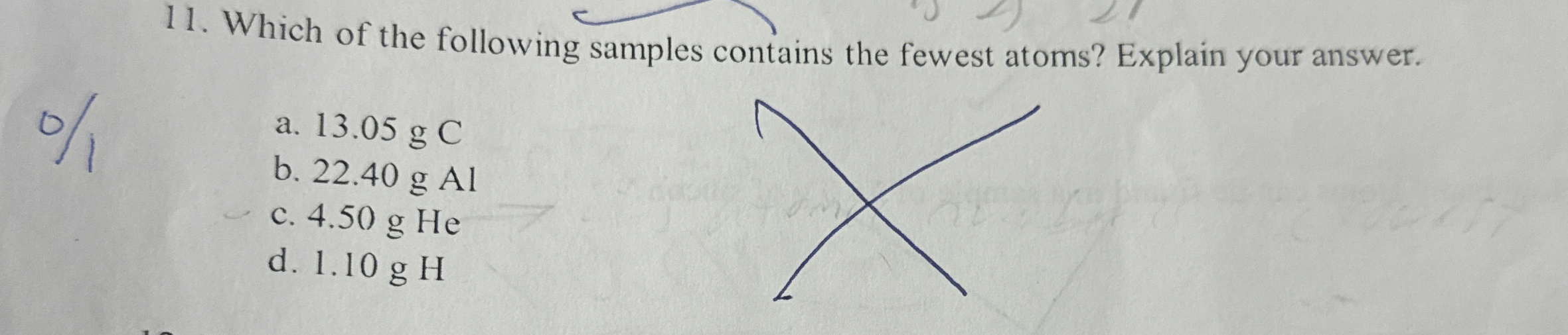 Solved Which of the following samples contains the fewest | Chegg.com