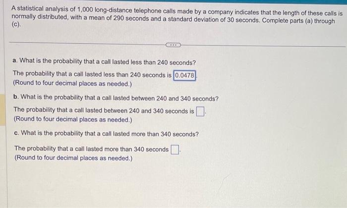 Solved A statistical analysis of 1,000 long-distance | Chegg.com