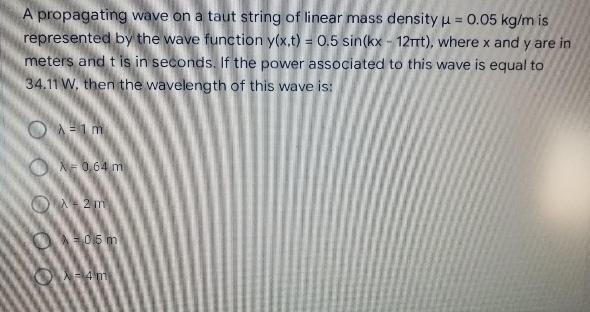 Solved A propagating wave on a taut string of linear mass | Chegg.com