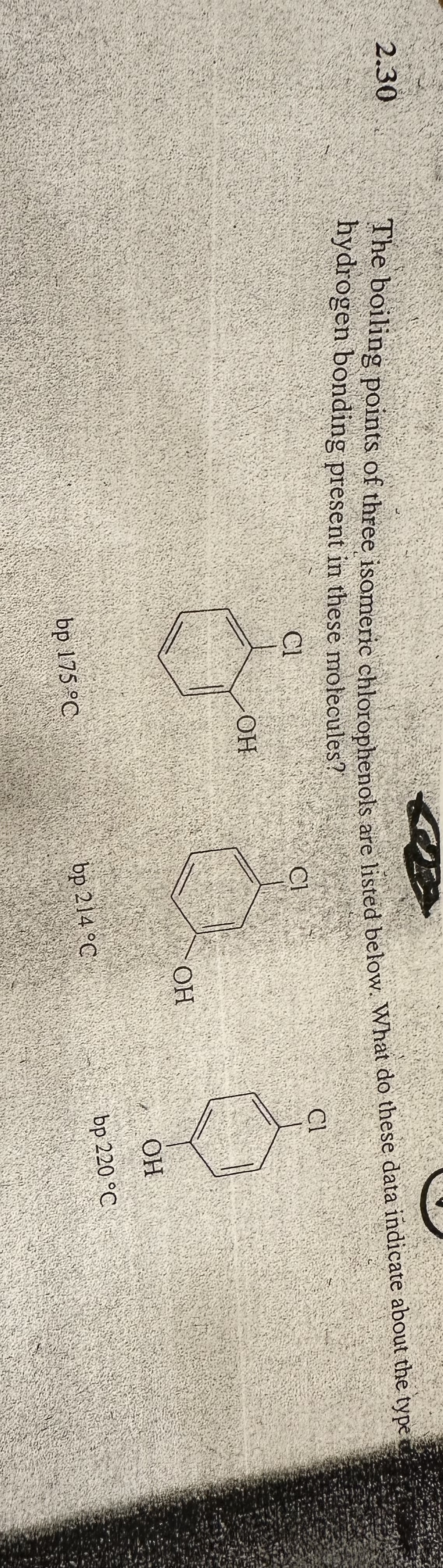 Solved 2.30The boiling points of three isomeric | Chegg.com
