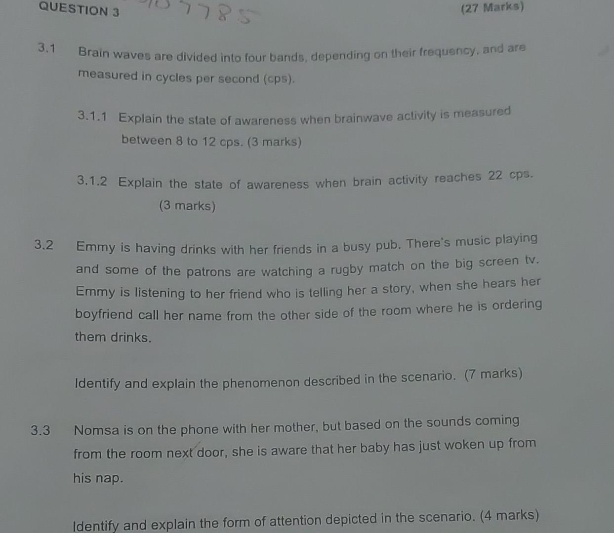 Solved explain the state of awareness when brainwave | Chegg.com