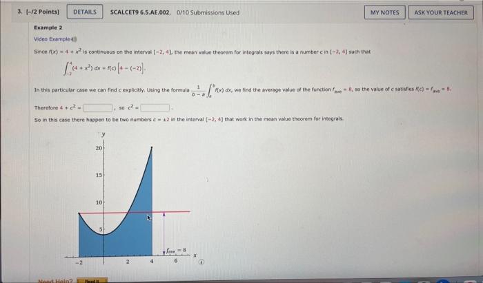 Video Erampled) Since f(x)=4+x2 is continuous on the | Chegg.com