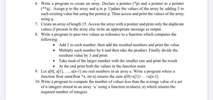 Solved 6. Write a program to create an array. Declare a | Chegg.com