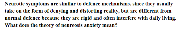 Solved Neurotic symptoms are similar to defence mechanisms, | Chegg.com